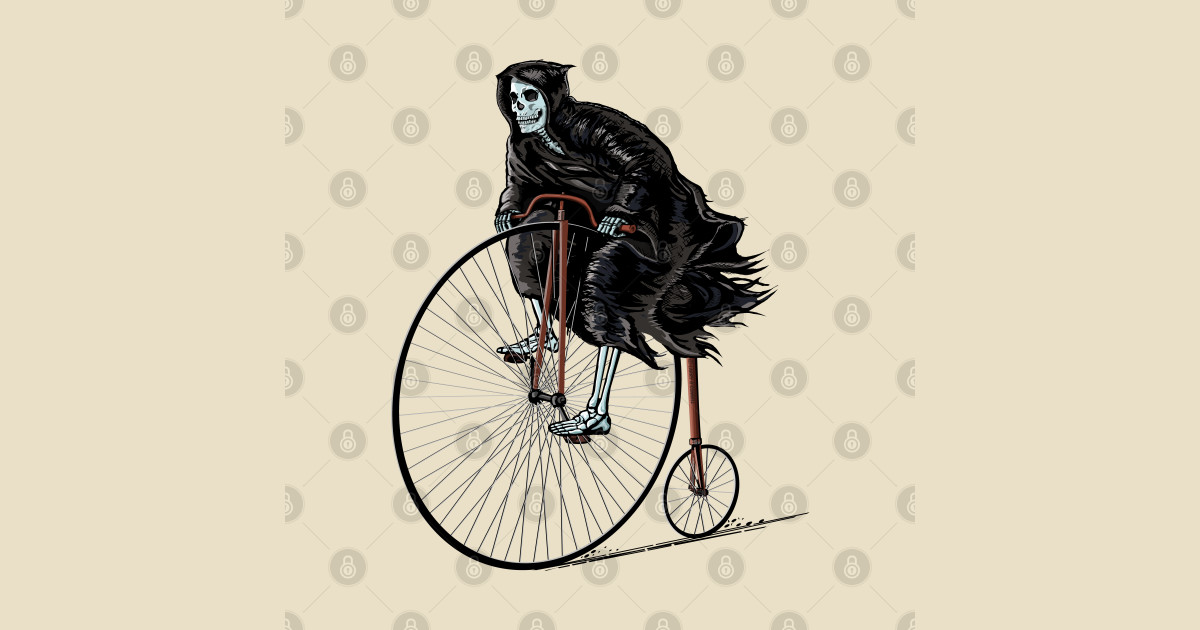 Death Rides a Rusty Farthing - Grim Reaper Funny - T-Shirt | TeePublic