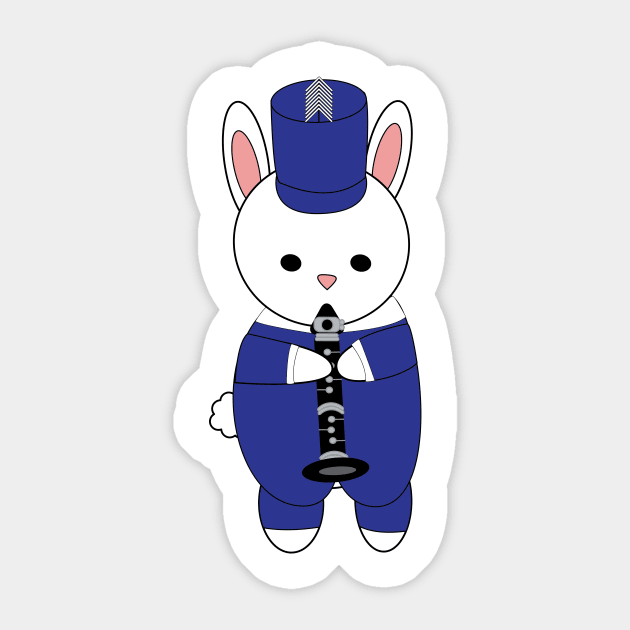 Marching Band Rabbit Clarinet Blue White - Clarinet - Sticker | TeePublic