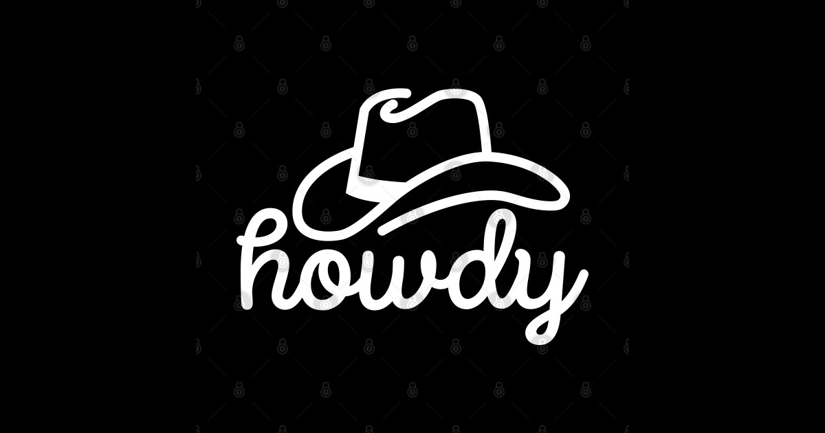 Howdy Cowboy Hat Line Art Western Country USA - Howdy - Sticker | TeePublic