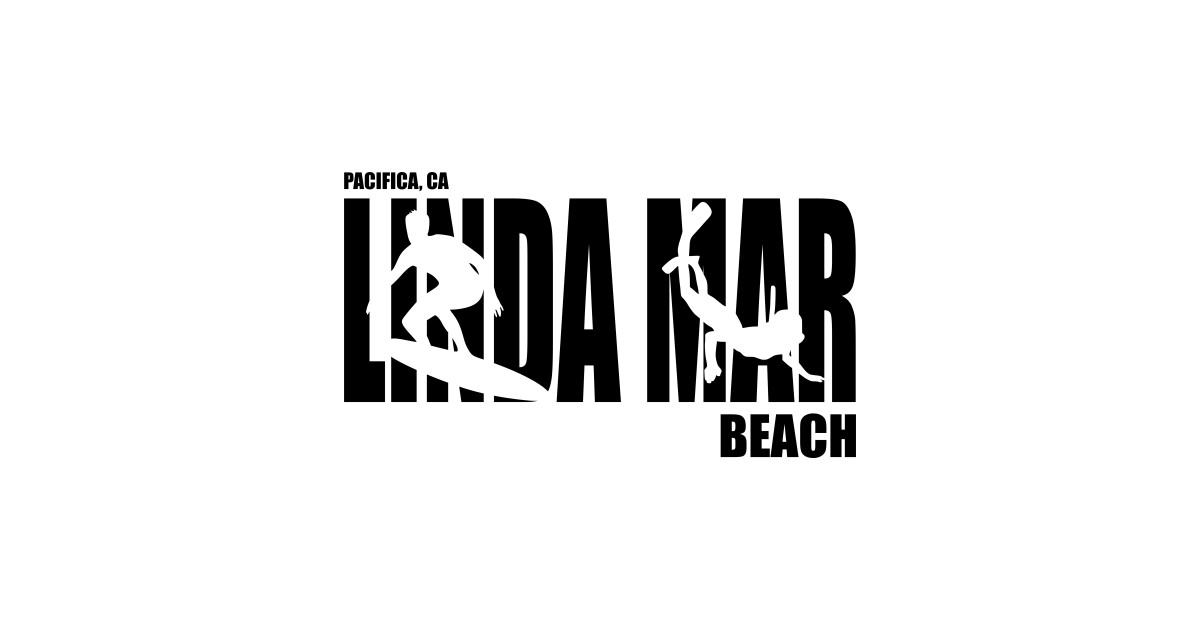 Linda Mar Beach Pacifica Silhouette - Surfer - T-Shirt | TeePublic