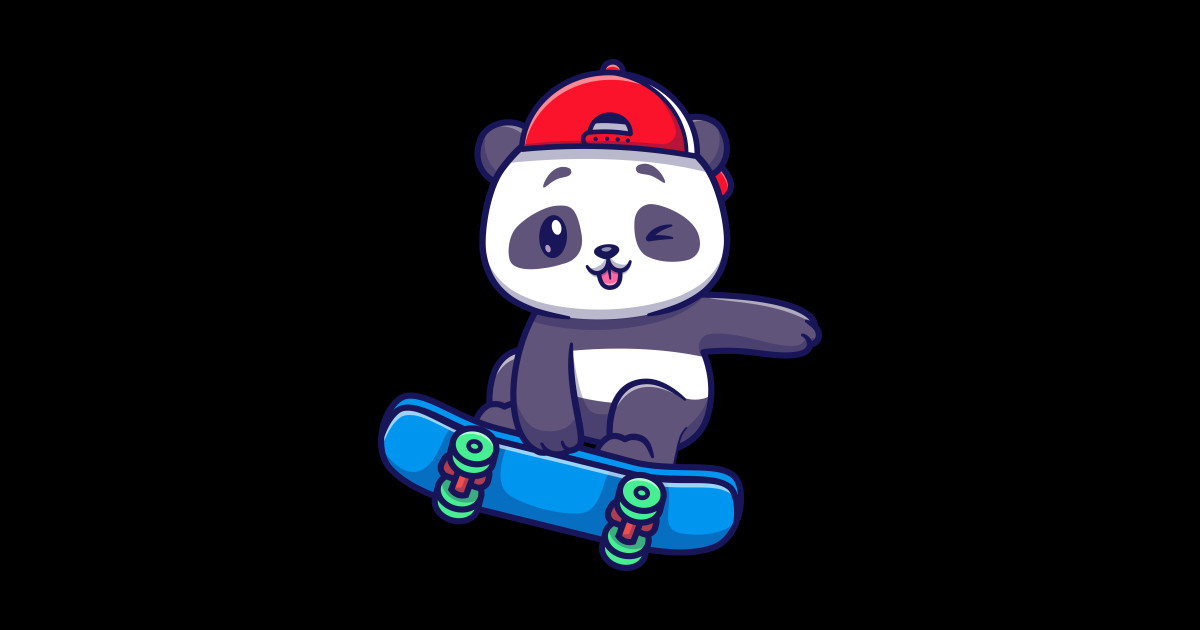 Cute Panda Playing Skateboard Cartoon - Cute Panda Playing Skateboard ...