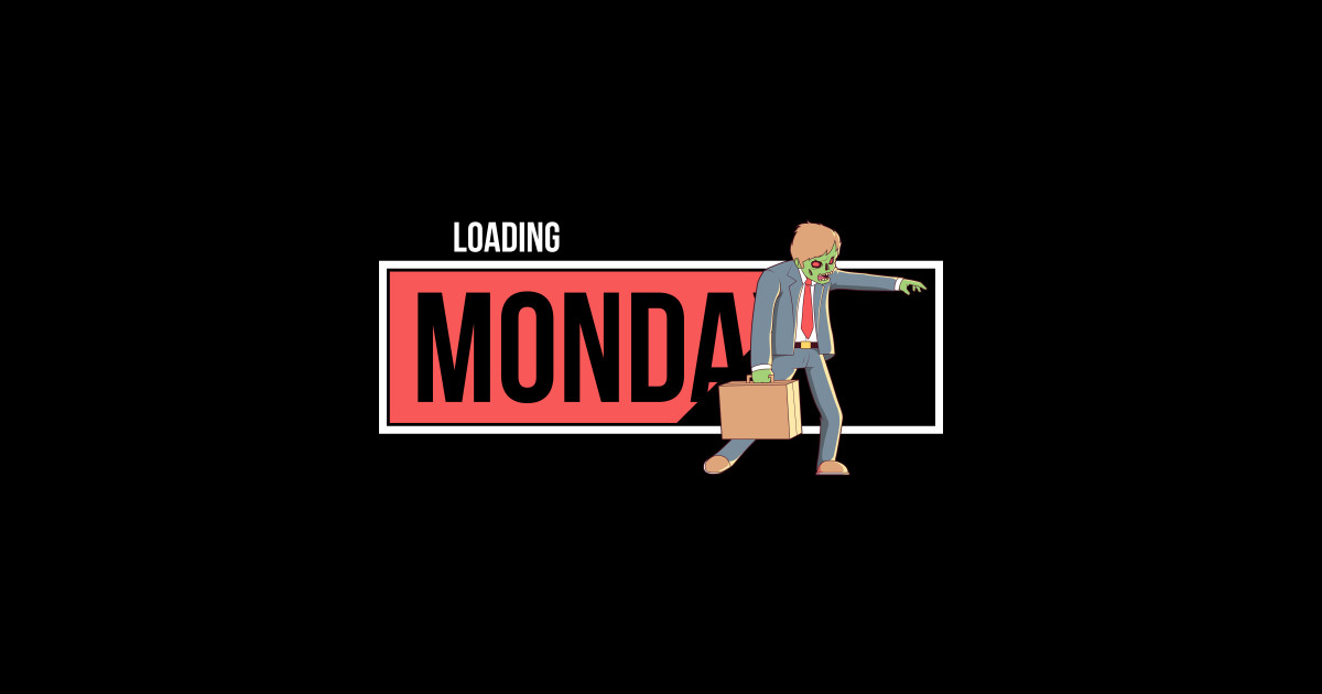 Funny Zombie Cartoon // Monday Loading - Zombie Cartoon - Pin | TeePublic