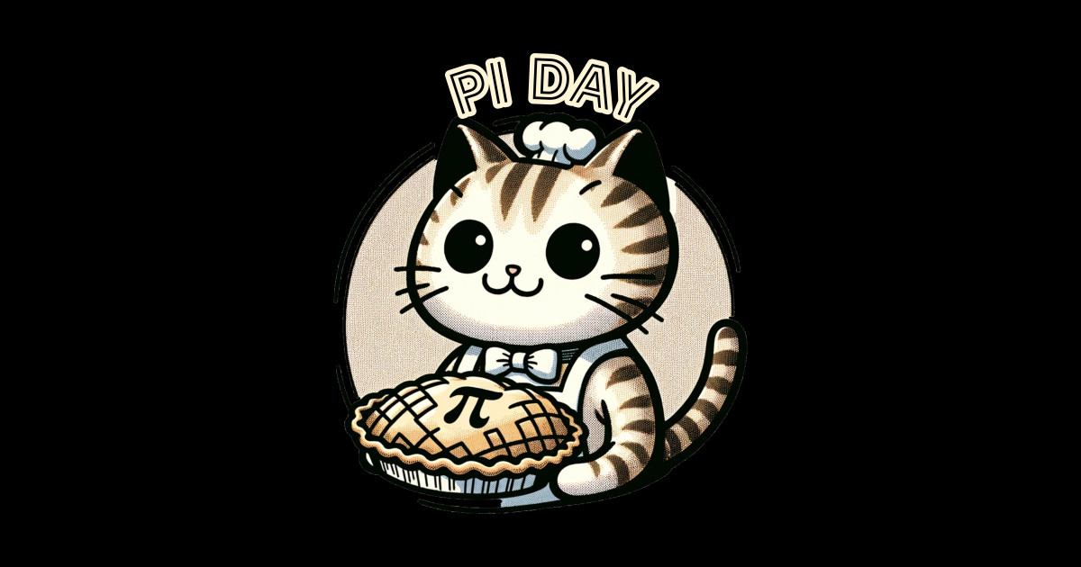 Baker Cat Celebrates Pi Day - Cute Anime-Style Cat with Pie - Pi Day ...