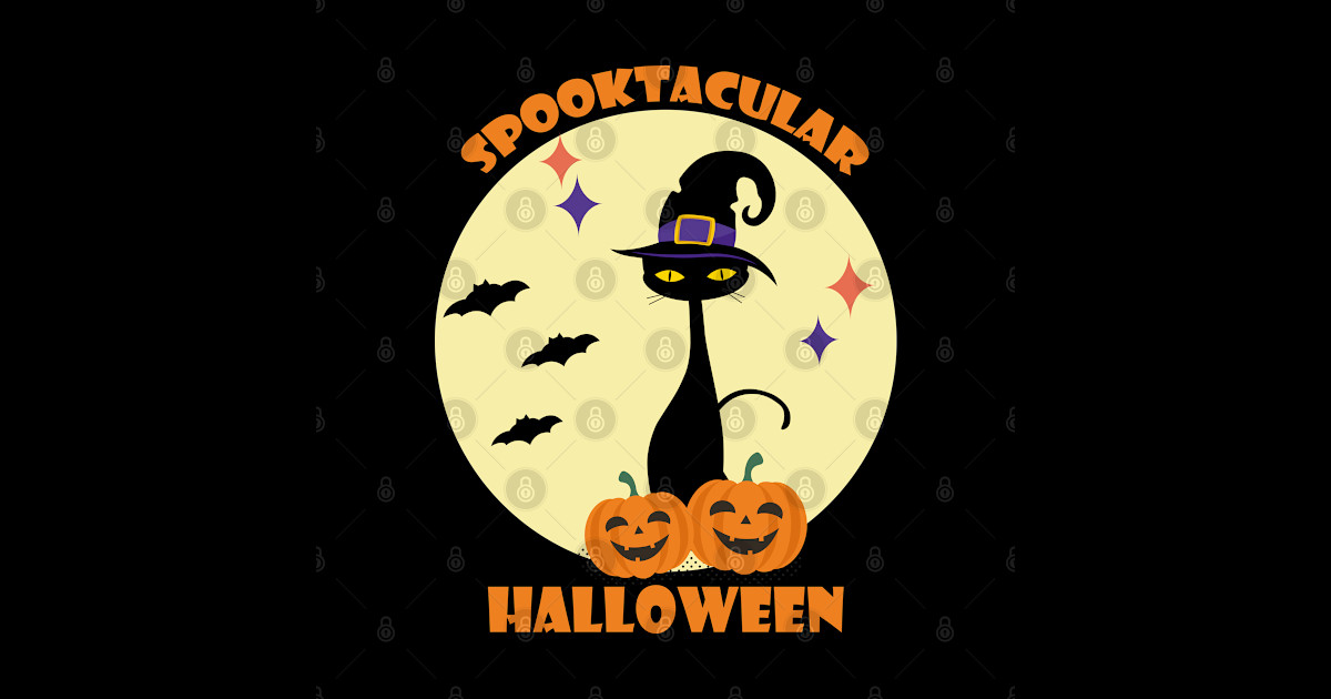 Halloween Spooktacular Mid Century Atomic Cat - Black Cat Halloween ...