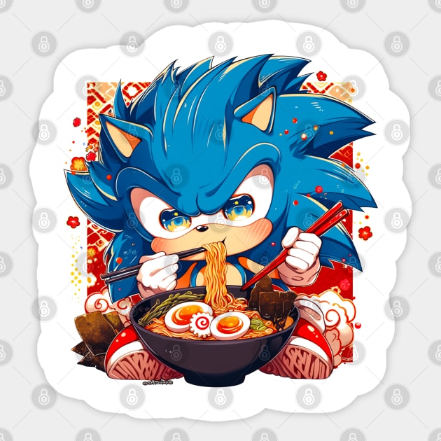 sonic eat ramen - Sonic - Sticker | TeePublic
