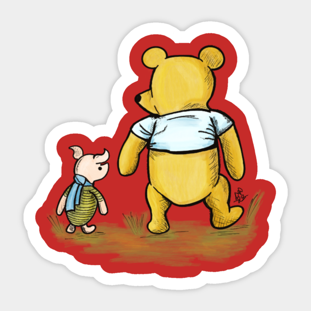 Winnie the Pooh and Piglet go for a walk - Winnie The Pooh - Sticker ...