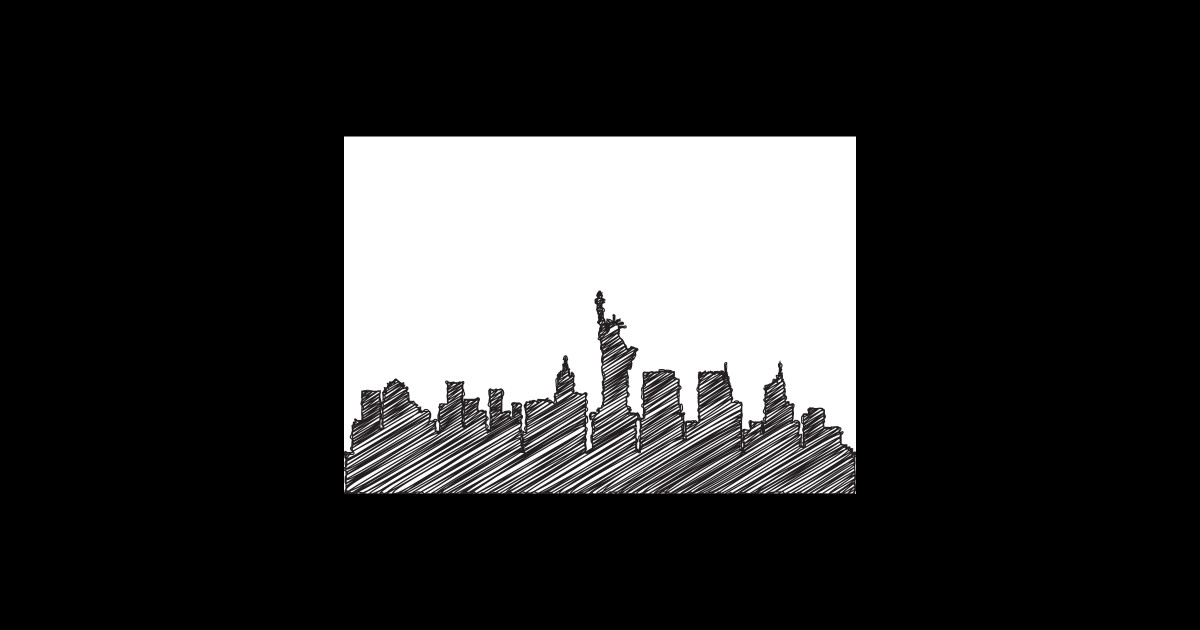 NYC Skyline Scribble Design, Vector, Artwork - Nyc - Sticker | TeePublic