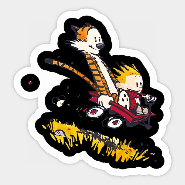 Calvin and Hobbes Speed - Cartoons - Sticker | TeePublic