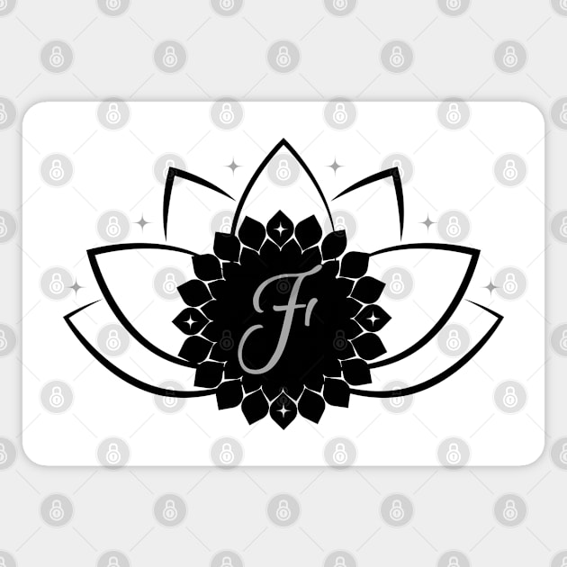 F - Lotus Flower Monogram - Monogram - Sticker | TeePublic