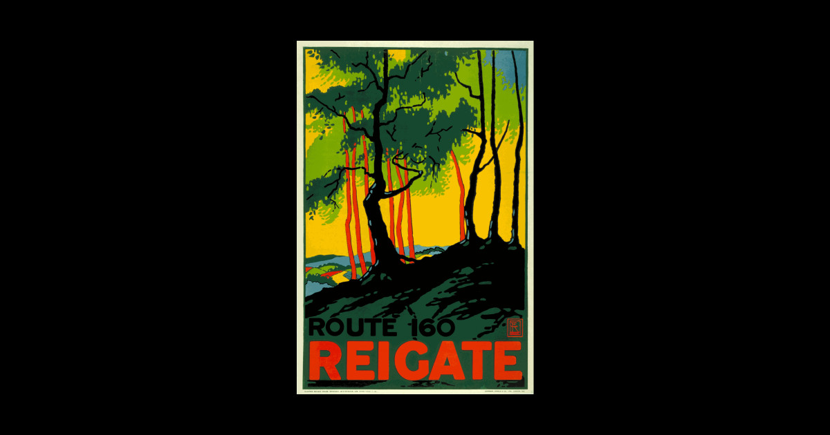Reigate, England (Route 160) - Vintage Travel Poster - English Travel ...