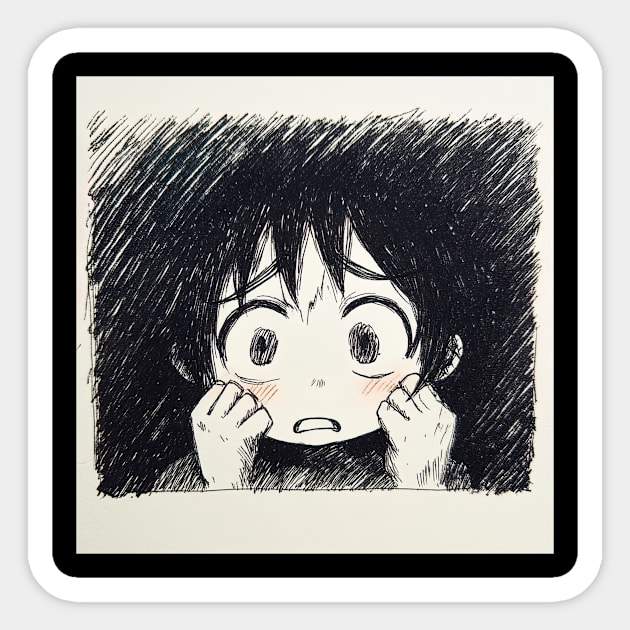 Worry drawing | Anime style - Worry Drawing - Sticker | TeePublic
