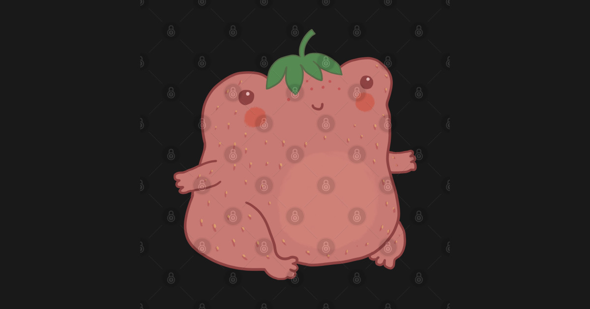 Strawberry Cute Chubby Toad, Pastel Pink Kawaii Cottagecore Aesthetic ...