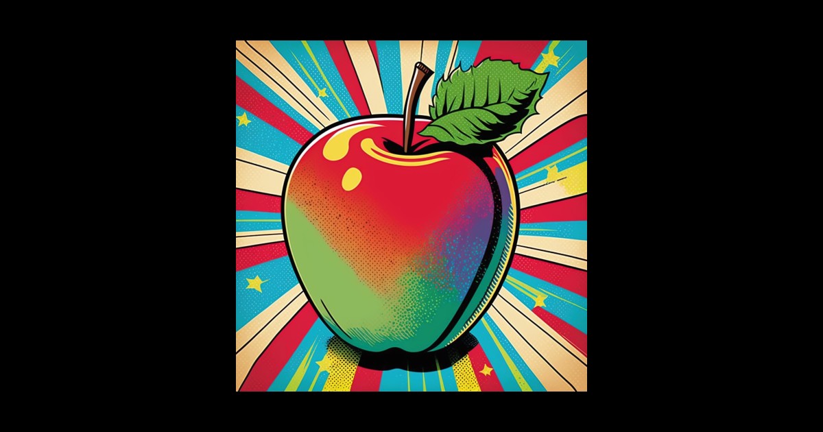Retro 1950s Comic Book Apple - Comic Book Apple - Sticker | TeePublic