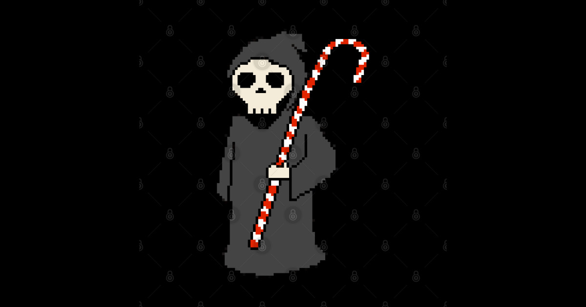 Pixelated Christmas Grim Reaper - Grim Reaper - Sticker | TeePublic