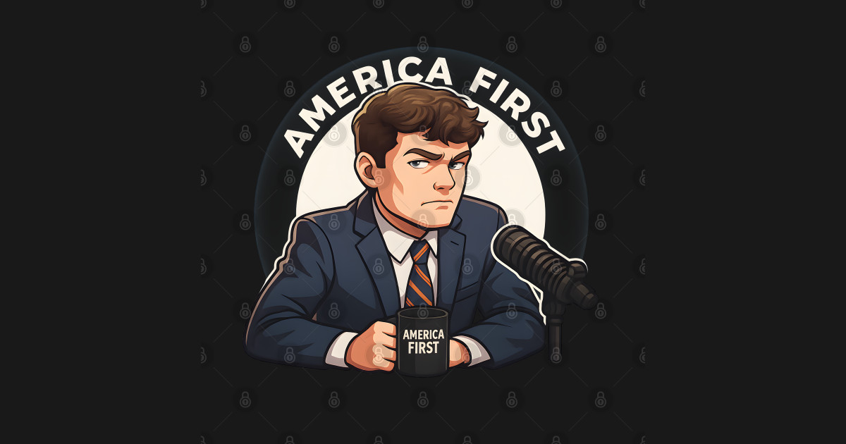 Nick Fuentes America First Cartoon Logo - America - T-Shirt | TeePublic