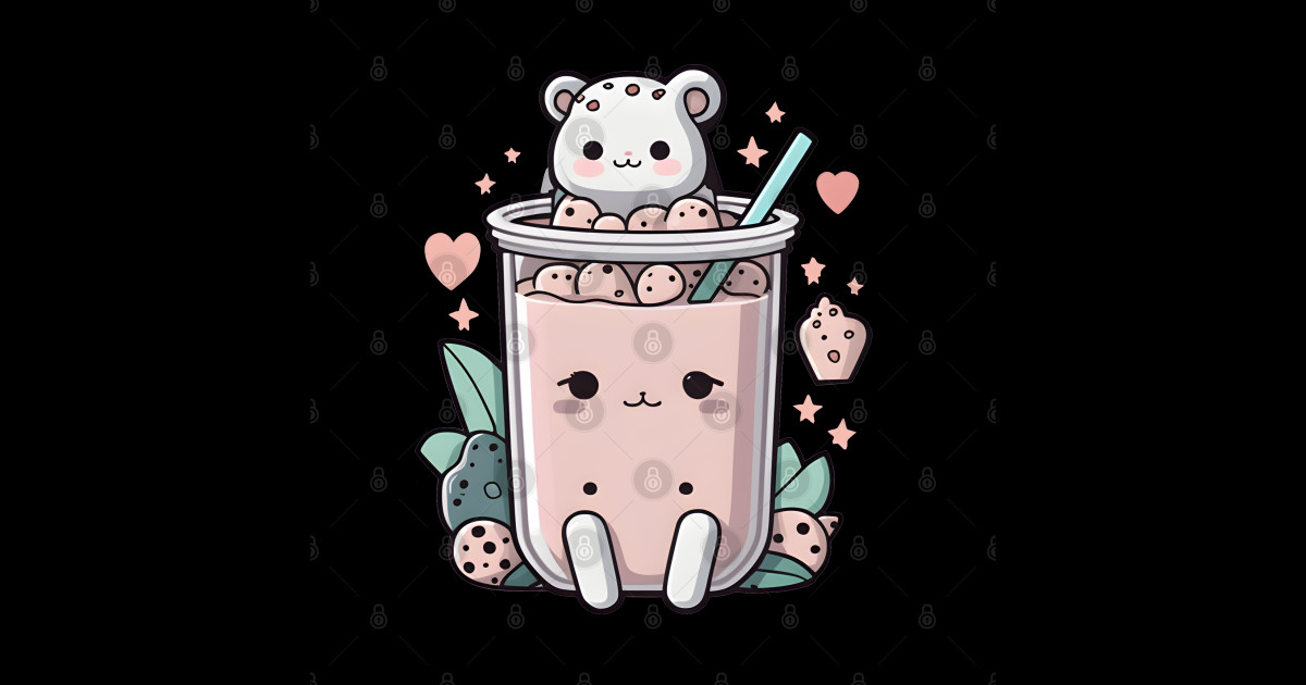 Kawaii Boba Tea with Cute Kitty Cat - Boba Tea - Posters and Art Prints ...