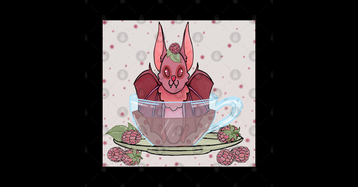 Raspberry Tea Bat - Cute Bats - Posters and Art Prints | TeePublic