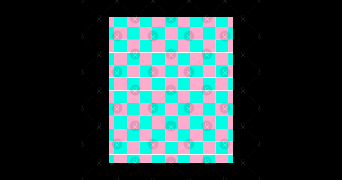 Pink and Turquoise Checked Grid - Checkers - Sticker | TeePublic