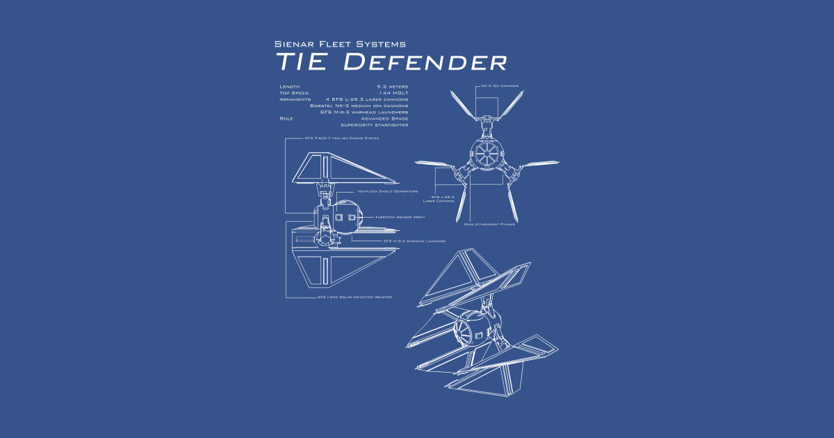 TIE Defender Blueprint - Star Wars - T-Shirt | TeePublic