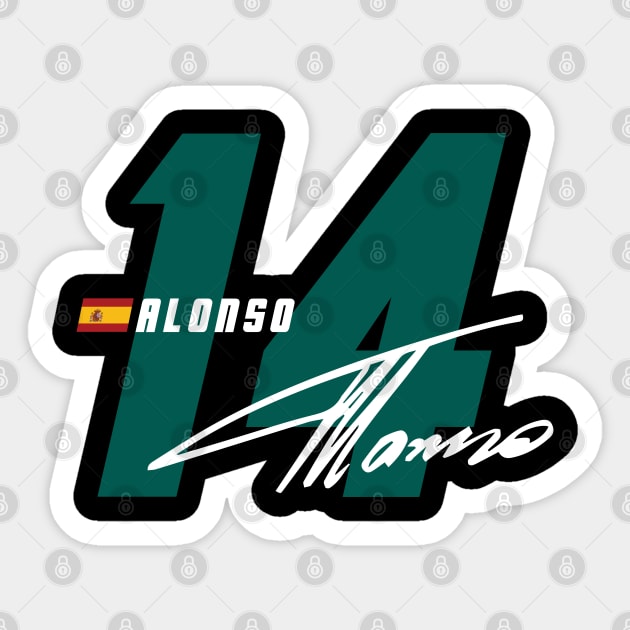 Fernando Alonso 14 Signature Number - Alonso - Sticker | TeePublic