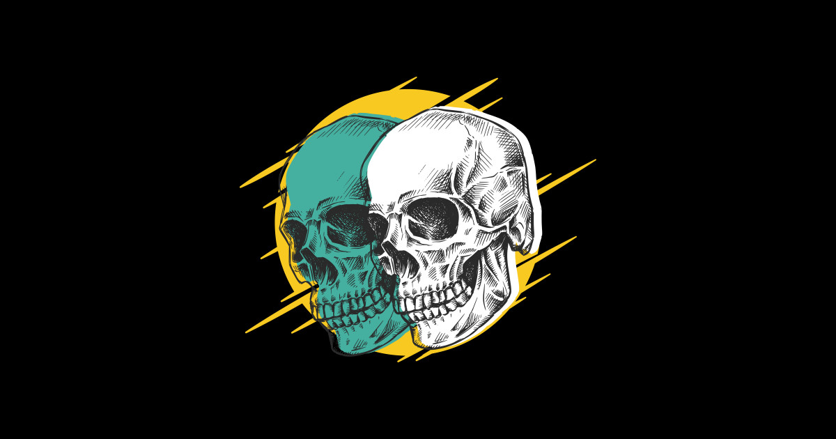 Dual Skull Sketch Graphic - Skull Design - Sticker | TeePublic