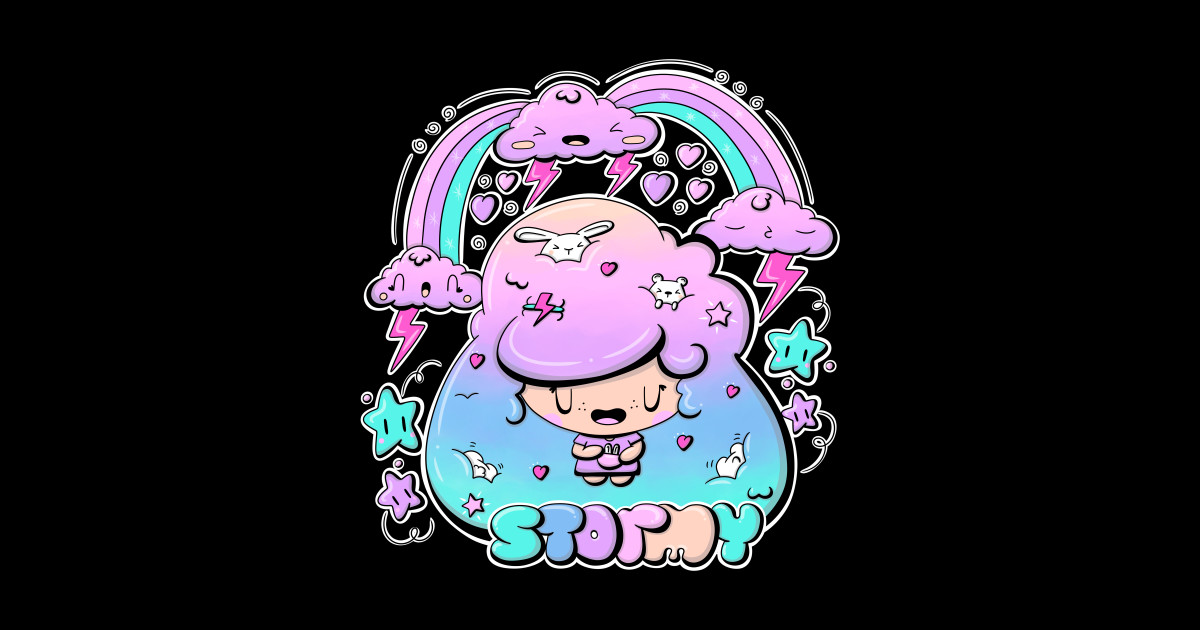 Cute stormy bubble head girl in kawaii style - Kawaii Cute - Sticker ...