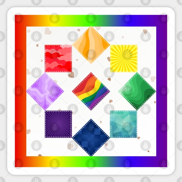 Rainbow Quilt Block - Quilting - Sticker | TeePublic