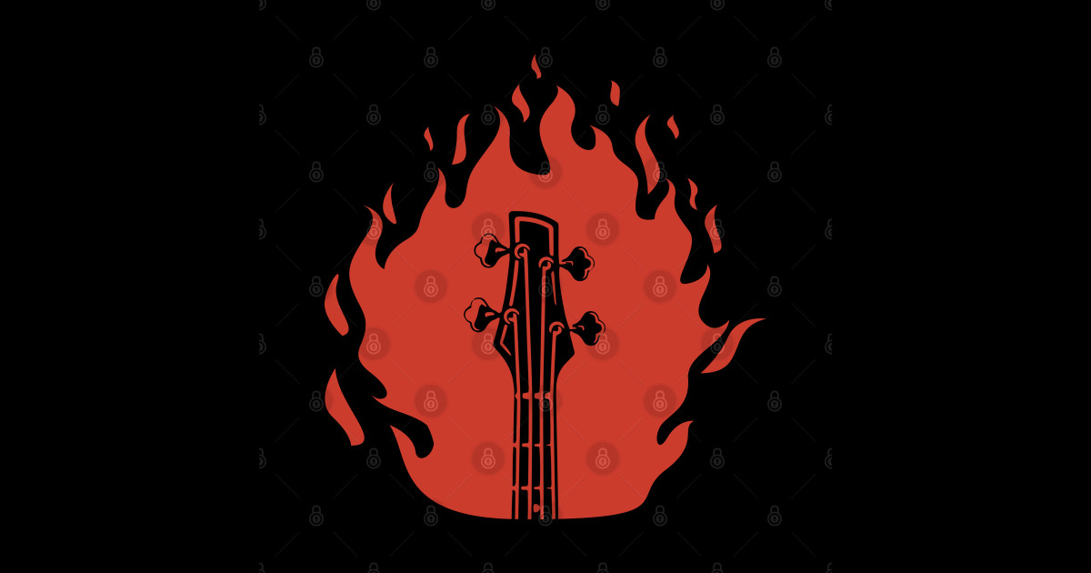 Fire Bass Guitar - Bass Guitar - Sticker | TeePublic