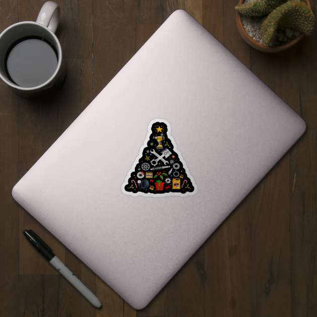 Mechanic Christmas Tree Car Parts - Mechanic - Sticker | TeePublic