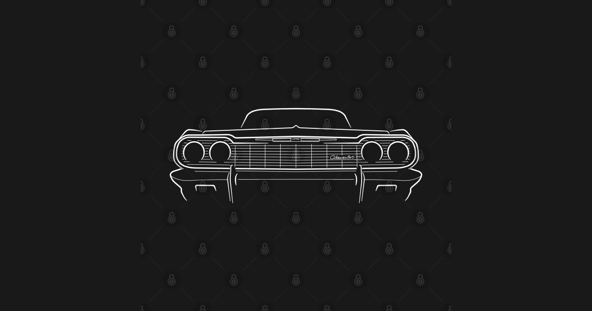 front/profile 1964 Chevy Impala - stencil, white - Impala - T-Shirt ...