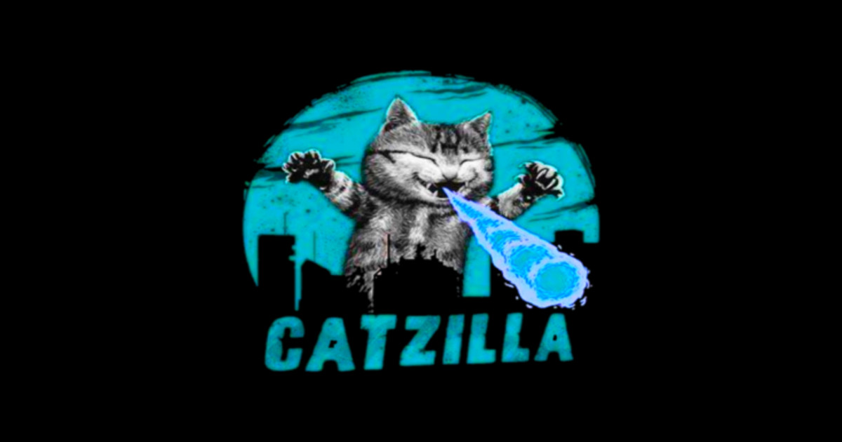 Blue cat - Catzilla - Sticker | TeePublic