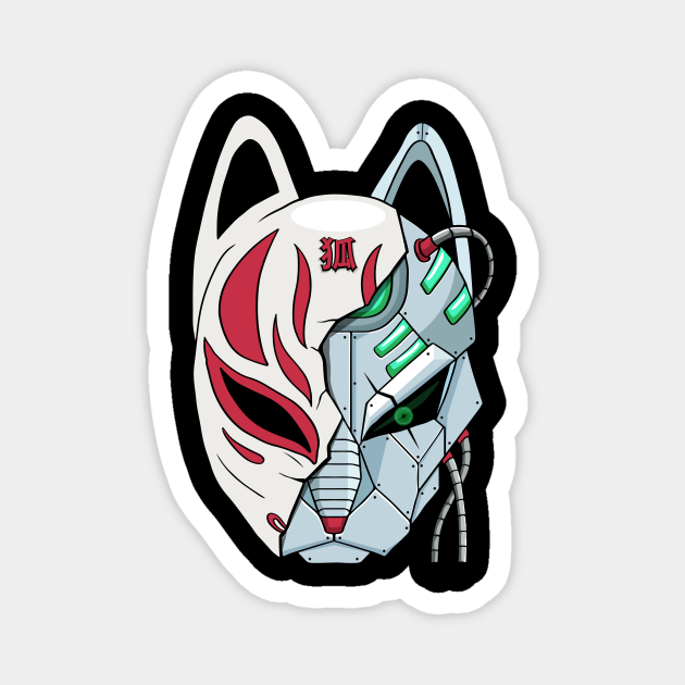 Cyborg Kitsune Mask Fox Mask Cyber Aesthetic - Kitsune - Magnet | TeePublic