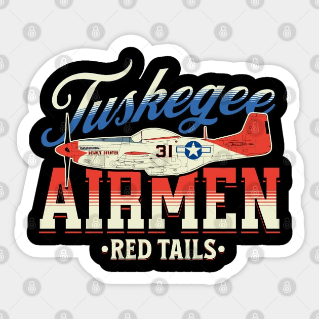 Tuskegee Airmen Red Tails Vintage WW2 - Tuskegee Airmen - Sticker ...