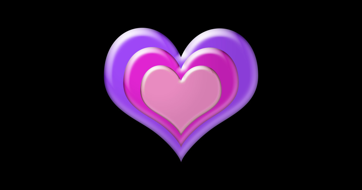 Pink and Purple Stacked Hearts 3D Look - Pink Purple Hearts - Sticker ...