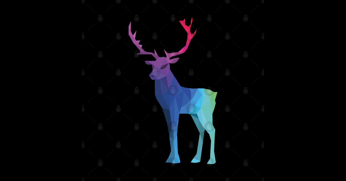Rainbow Low Poly Deer - Rainbow Deer - Sticker | TeePublic