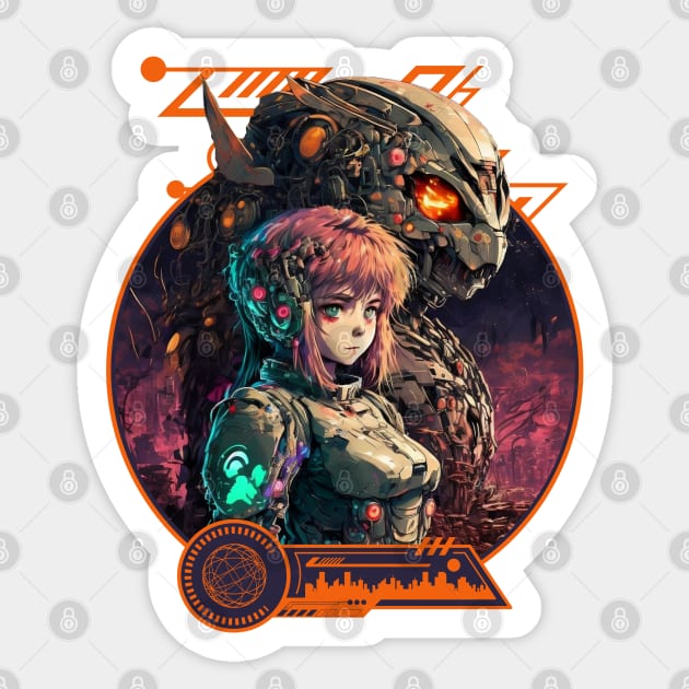 Mecha Anime Girl and Cyborg Cyberpunk Futuristic - Cyberpunk - Sticker ...