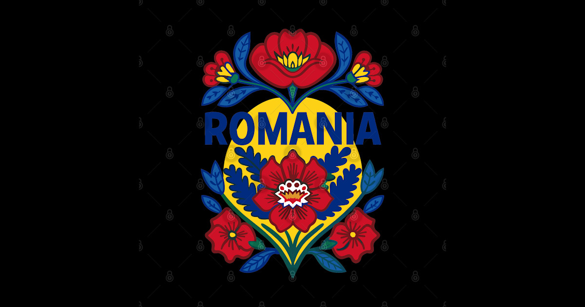 Romania floral folk art design - Romania - Sticker | TeePublic