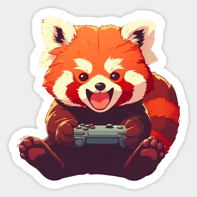 Gaming Red Panda - Red Panda - Sticker | TeePublic