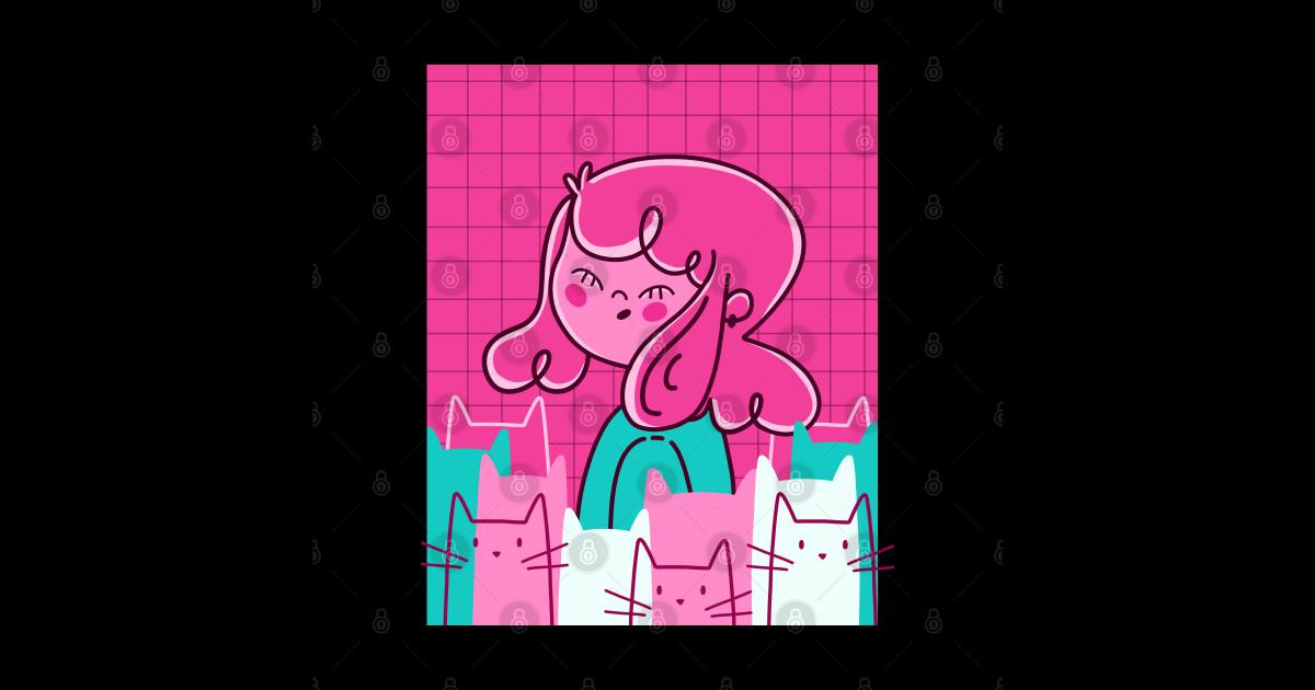 Girl cat pink - Cat - Sticker | TeePublic