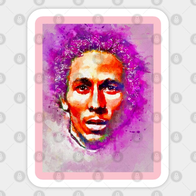 Watercolor Marley Face - Bob Marley Reggae - Sticker | TeePublic