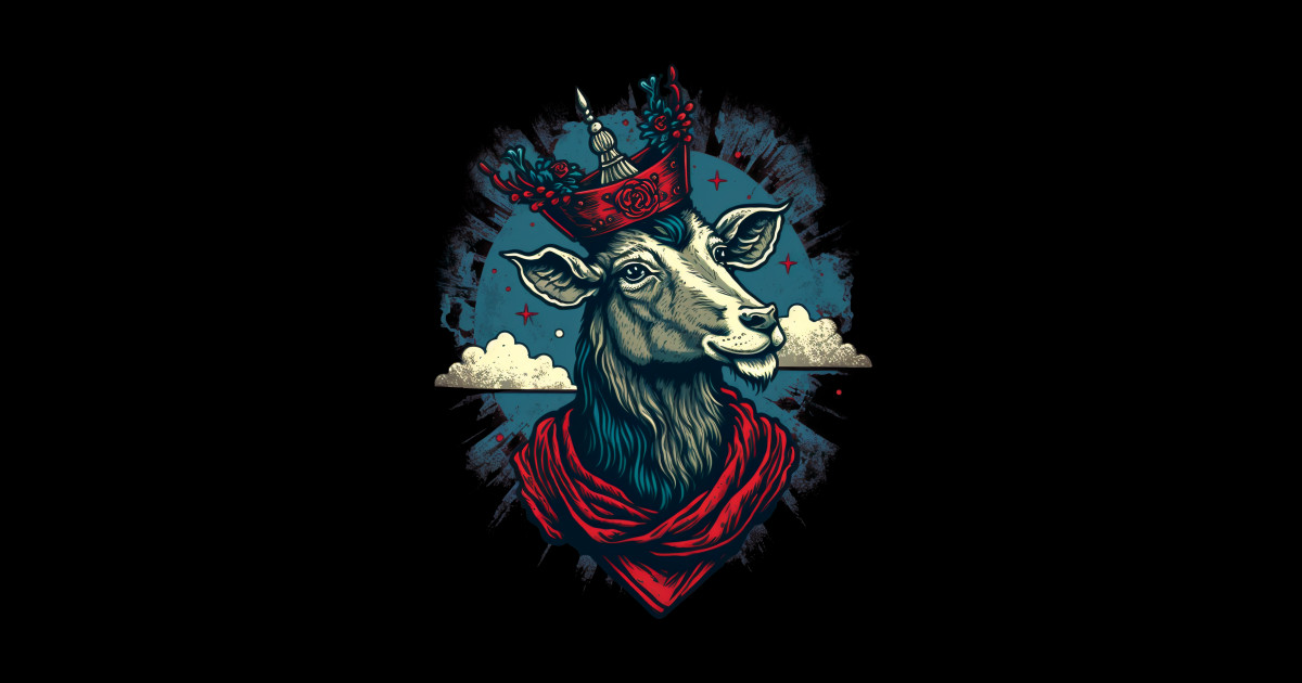Goat King With Crown - Goat King - Sticker | TeePublic