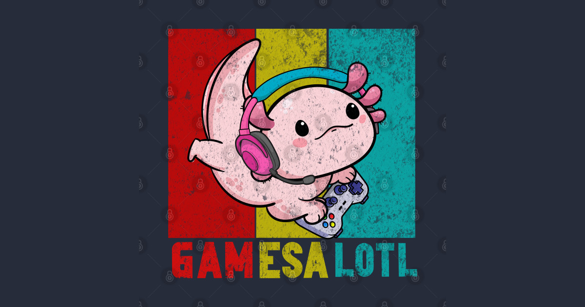 Gamesalotl Cute Kawaii Axolotl Gamer - Funny Axolotl - T-Shirt | TeePublic