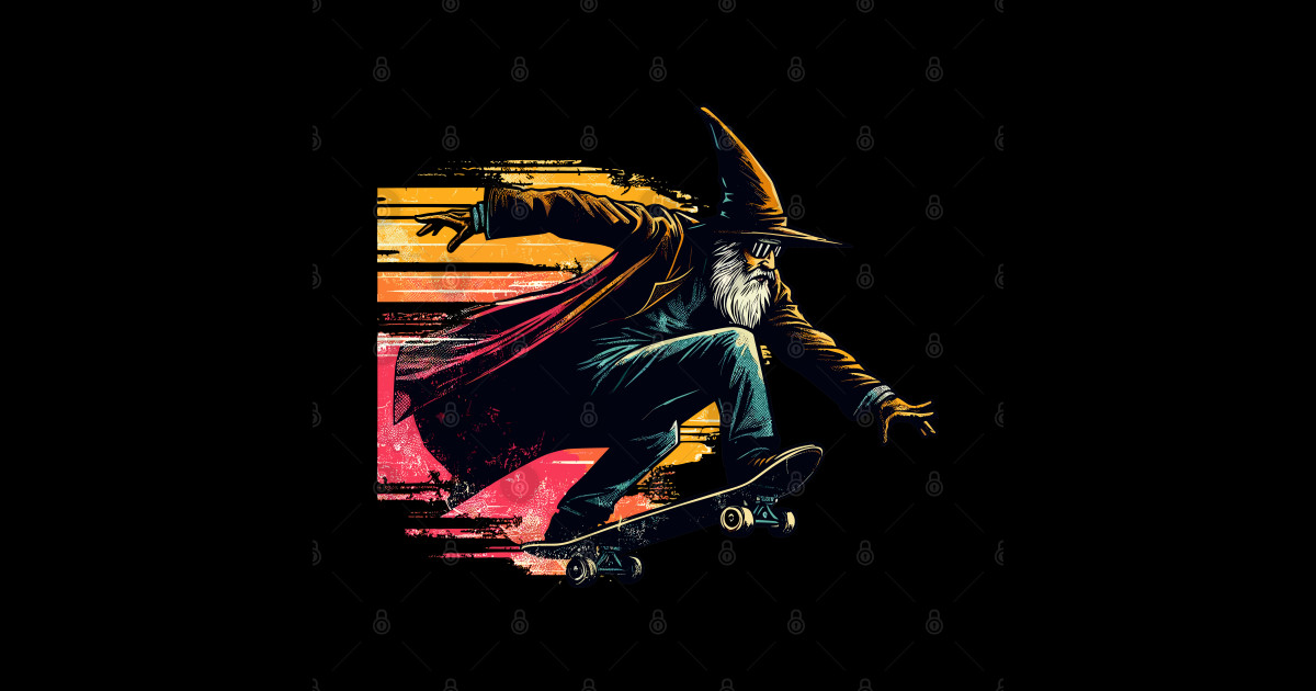 Pop art Magical skate wizard - Wizard - Sticker | TeePublic