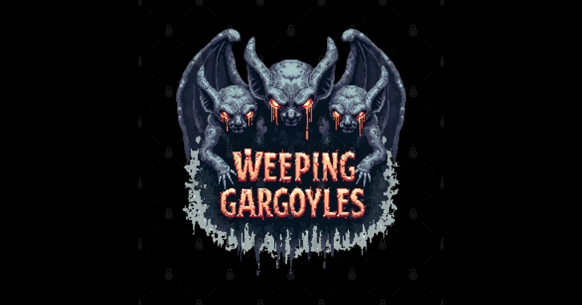 Goth Pixel - WEEPING GARGOYLES - Goth Pixel - Sticker | TeePublic