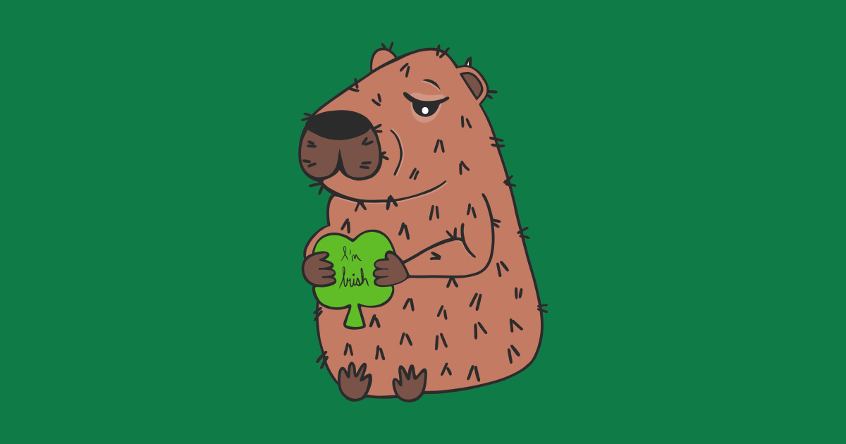 Funny Capybara, St Patricks Day Four Leaf Clover Im Irish - Four Leaf ...
