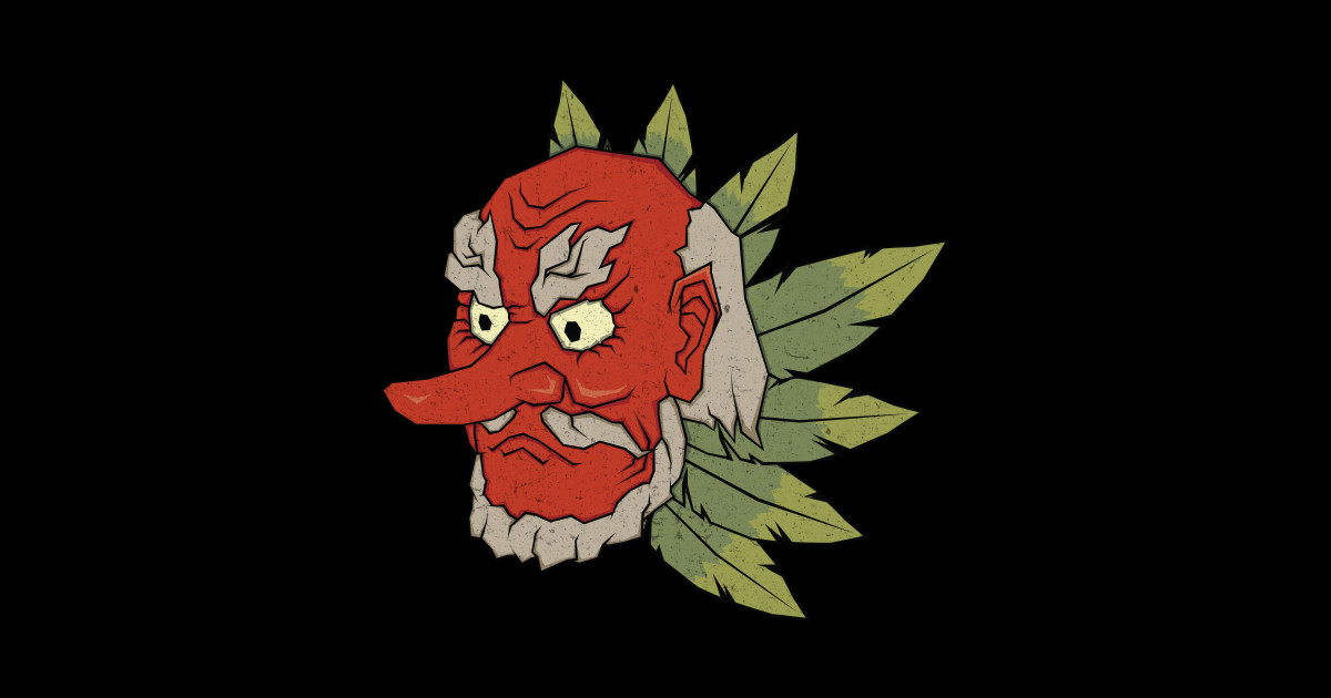 Tengu with Feather (Dust effect) - Tengu - Sticker | TeePublic
