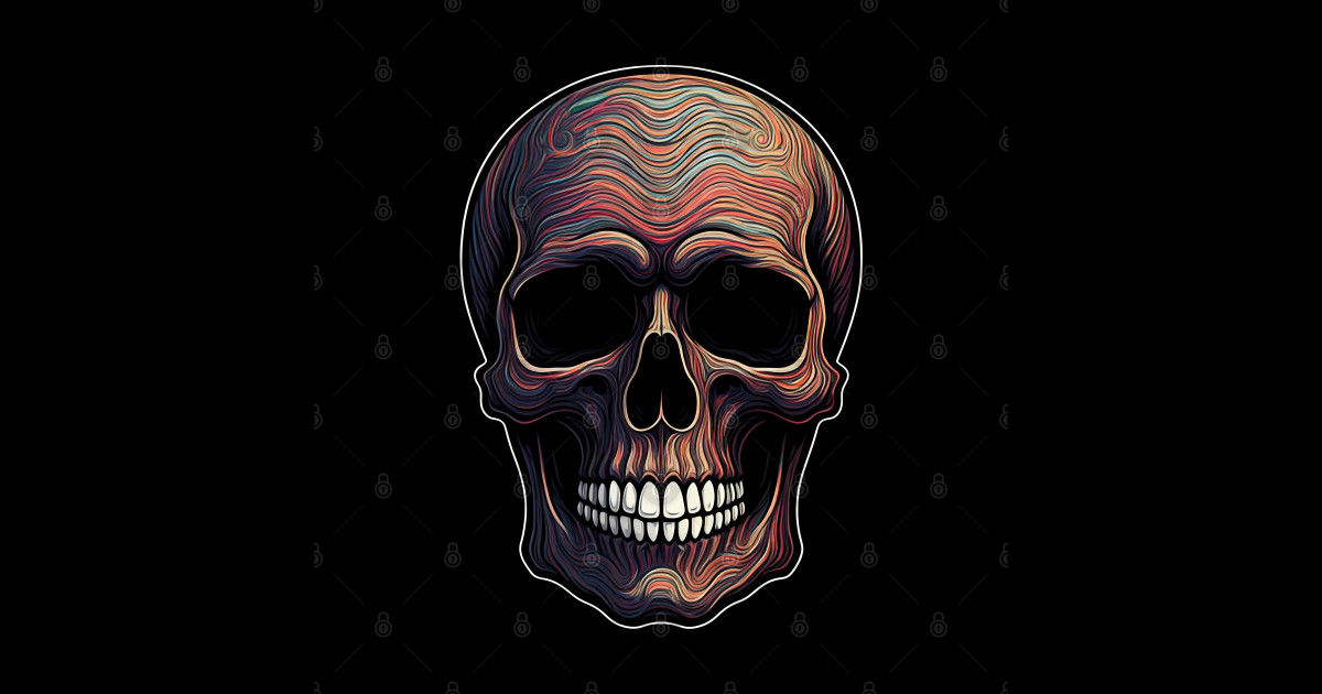 Wave Skull - Skull Art Design - Sticker | TeePublic