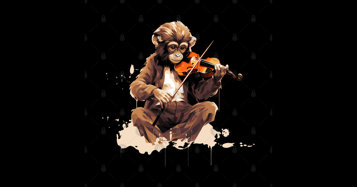 Monkey Playing Violin - Monkey - Sticker | TeePublic