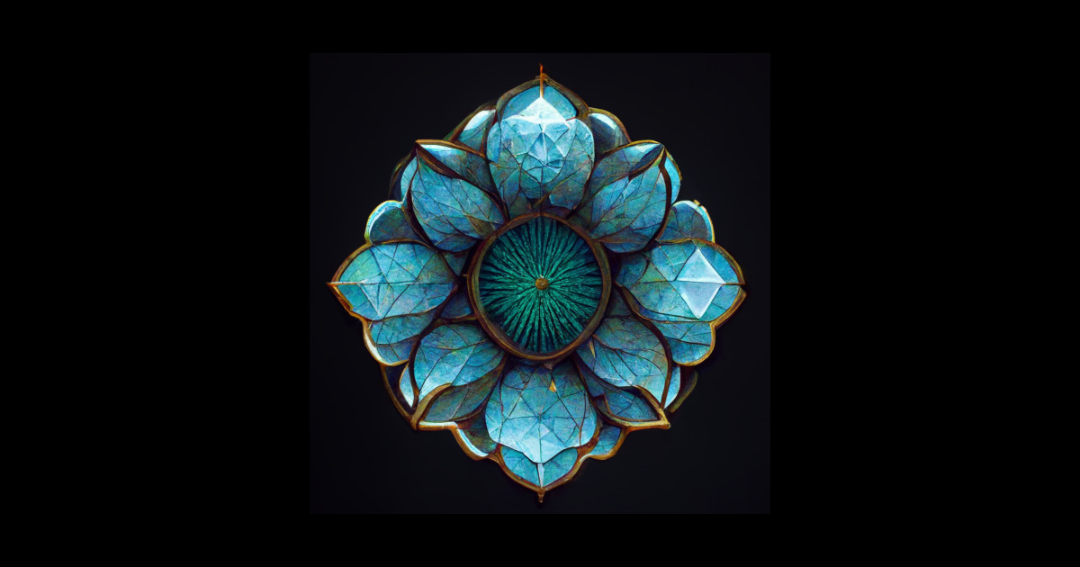 Blue crystal lotus flower mandala - Simple - Sticker | TeePublic