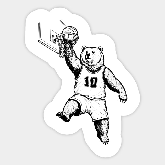 Dunking Bear Illustration - Bear - Sticker | TeePublic